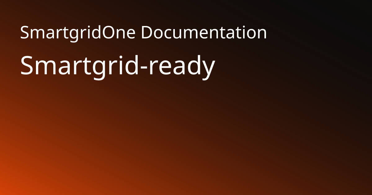 Smartgrid-ready | SmartgridOne Documentation