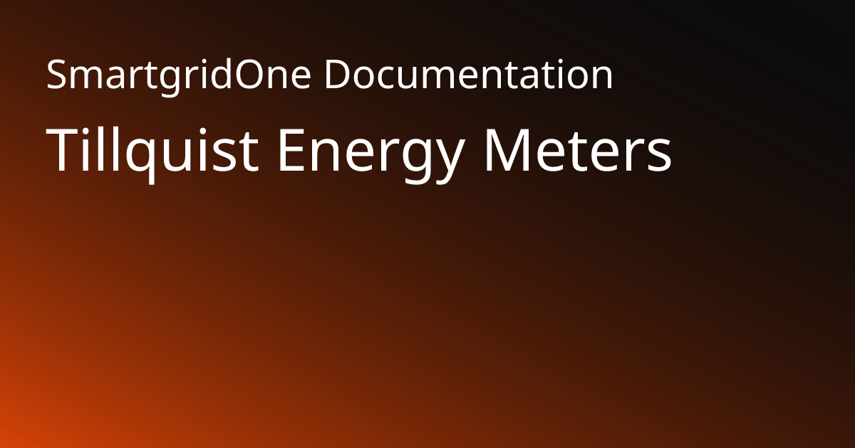 Tillquist | SmartgridOne Documentation