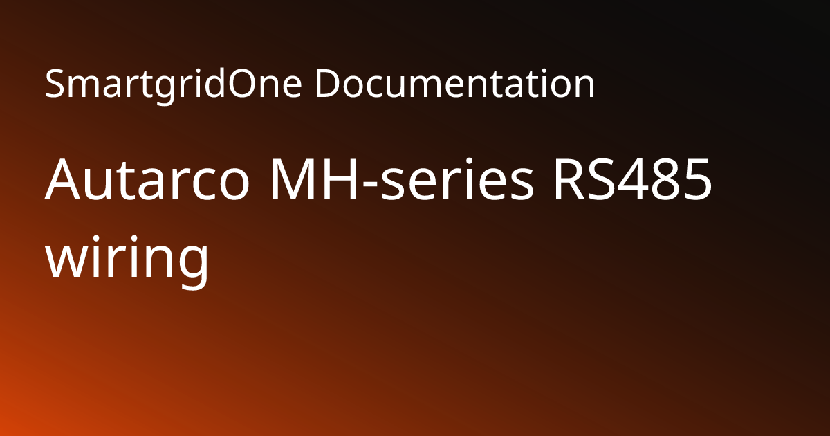 Câblage RS485 de la série MH Autarco | SmartgridOne Documentation